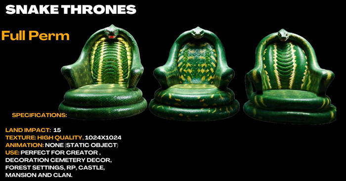 Second Life Marketplace - [NE] snake throne Full perm